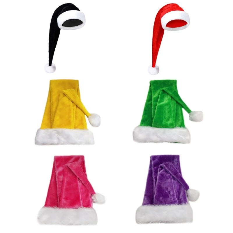 Plush Santa Hat Long Christmas Hat Christmas Party Hat Headdress Party ...