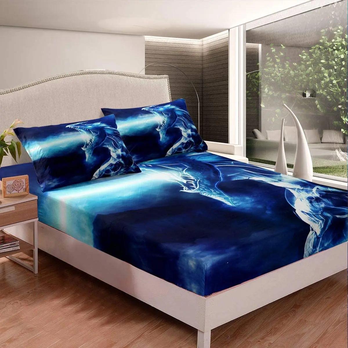 Dragon Bed Sheet Set Blue Sheets Set Cool Ice Dragon Bedding Fitted ...