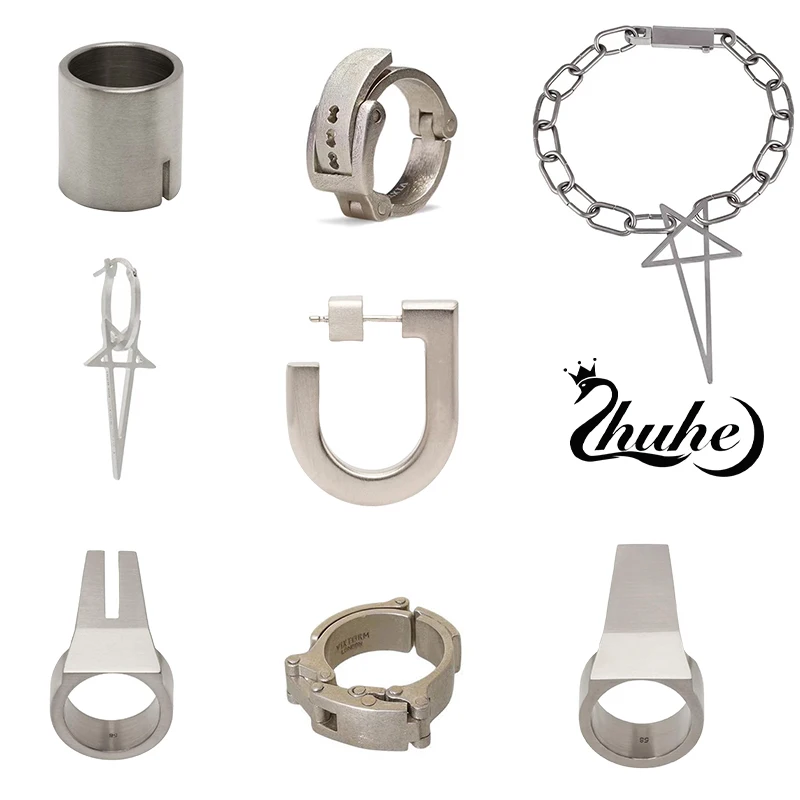 ZHUHE Machine Series Ring Earrings Necklace Punk Style Men Women Copper ...