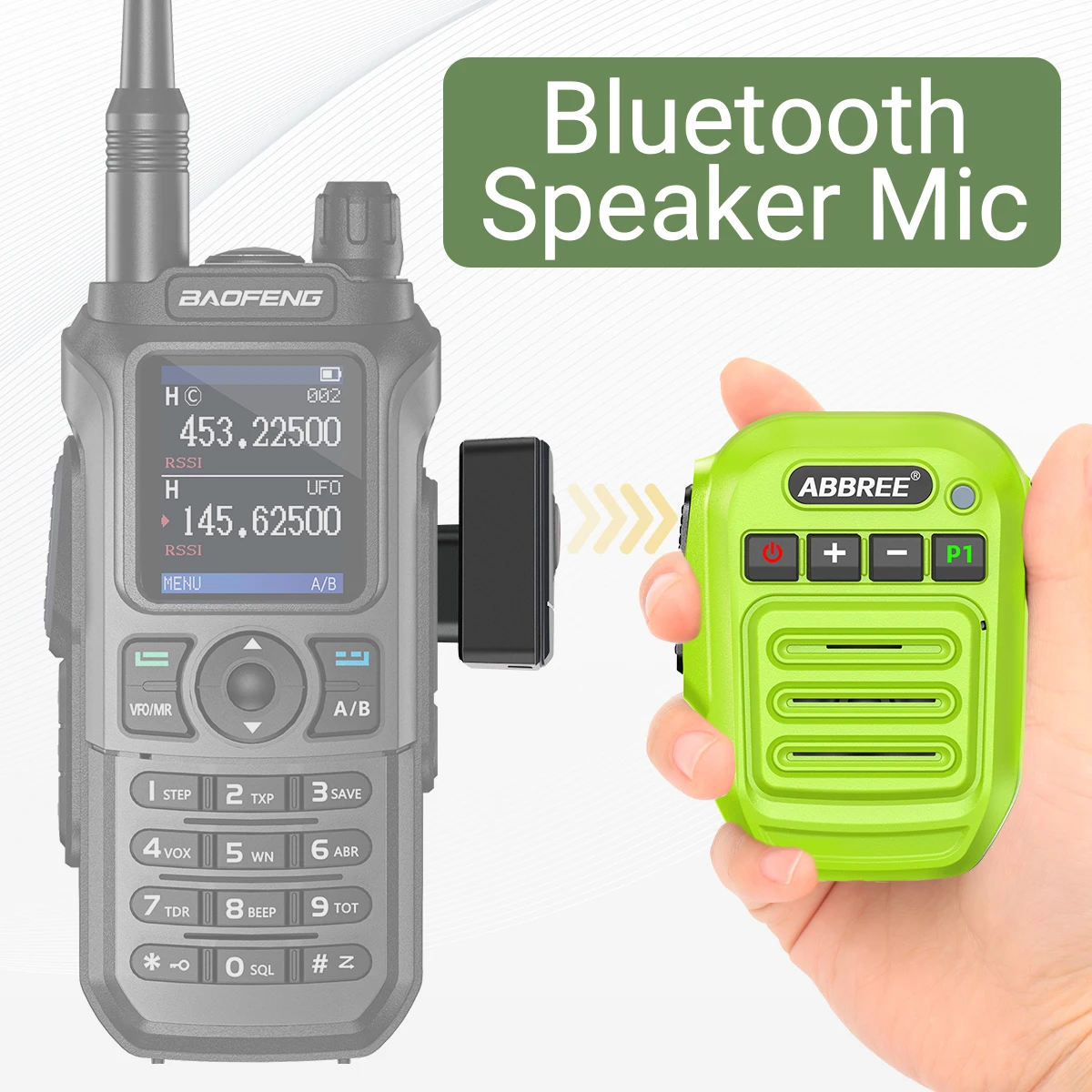 ABBREE Wireless Mic Bluetooth PTT Handsfree Speaker Microphone for ...