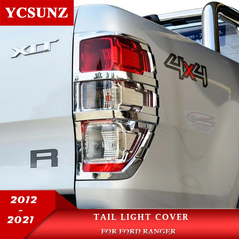 ABS-Chrome-Tail-Lights-Covers-For-Ford-Ranger-Wildtrak-T6-T7-T8-2012 ...