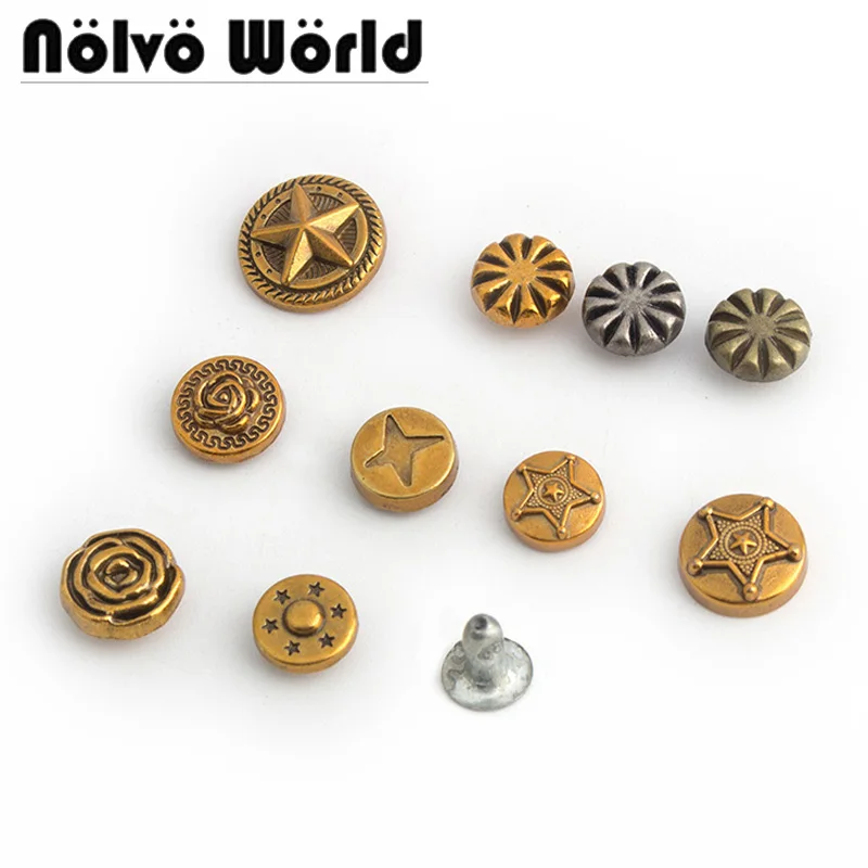 10-50-200pcs 8 Styles 9-10-11-14mm Metal Studs Rivets Spikes Punk Rivet ...