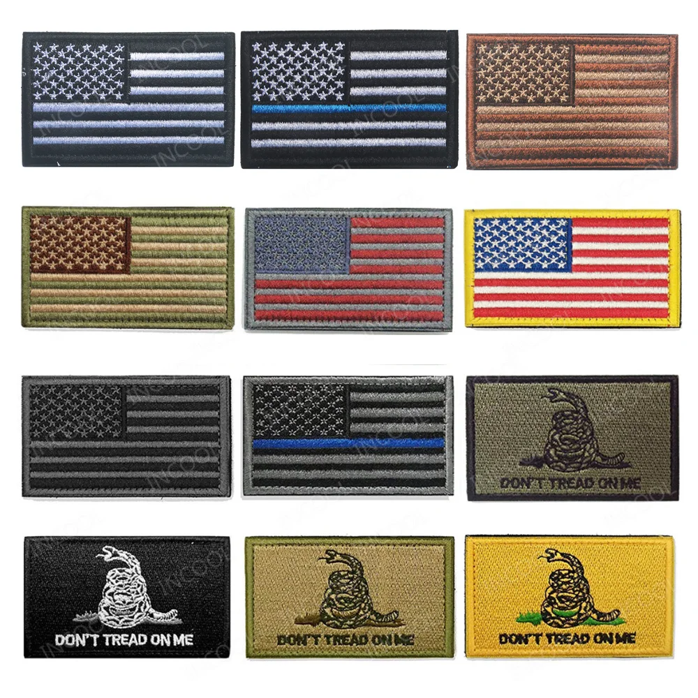 US-American-Flag-Embroidery-Patch-Military-Tactical-Emblem-Snake-Emblem ...