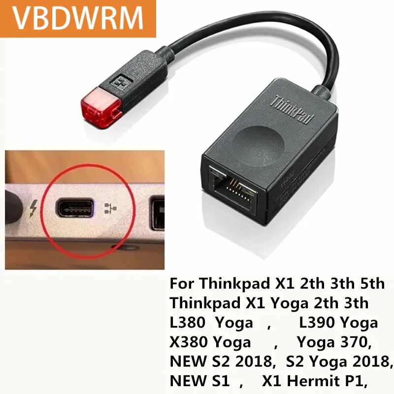 Ethernet Extension Cable Adapter USB Cable for Lenovo ThinkPad X1 2016 ...