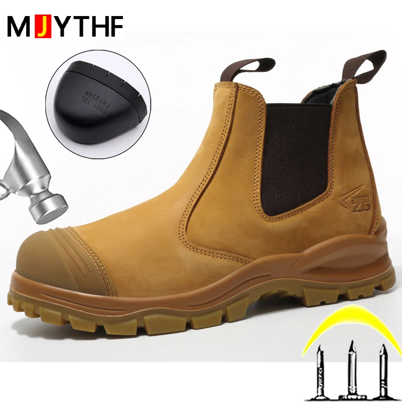 Genuine-Leather-Men-Safety-Boots-Steel-Toe-Cap-work-Boots-Cowhide ...