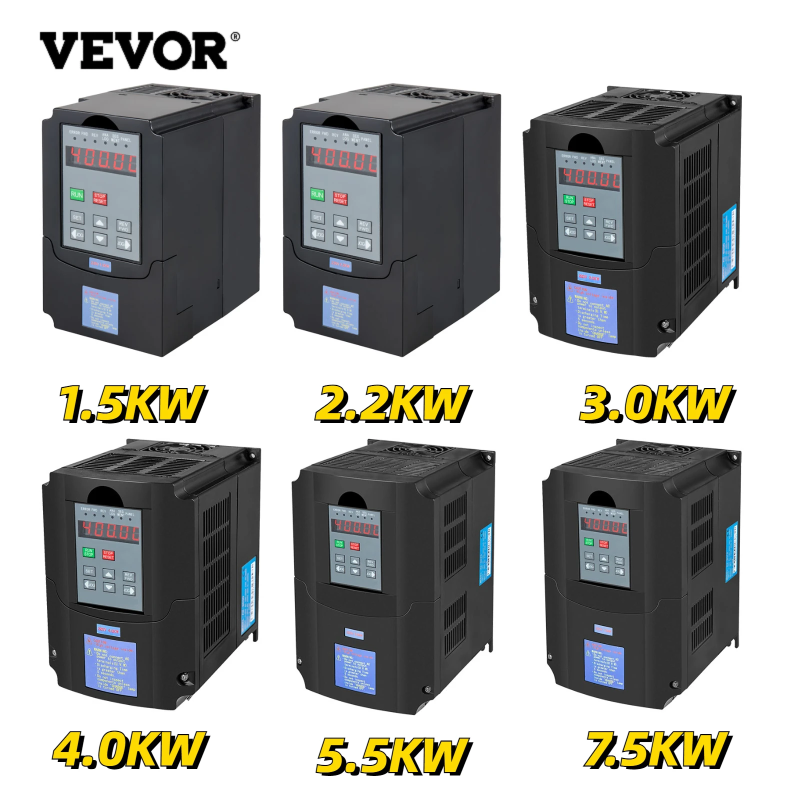 VEVOR Frequenzumrichter 1500 W, 3 Phasen Wechselstrom, VFD 2 Wechselrichter, 208 240 VAC ...