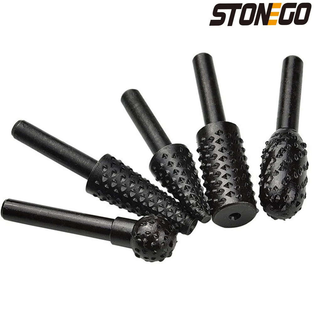 STONEGO 5PCS/10PCS Rotary File Rasp 6.3mm Round Shank Rotary Burr ...