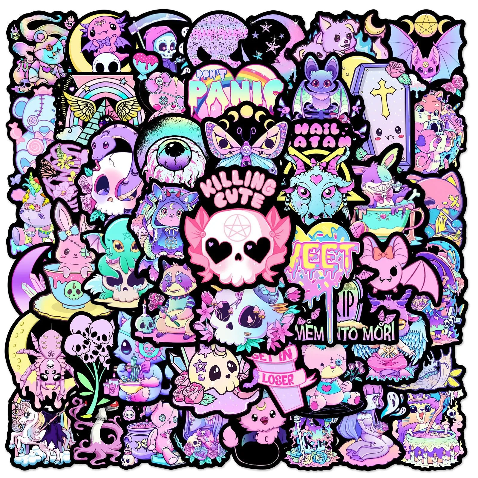 10/30/50pcs Cute Gothic Dark Horror Stickers Halloween Imp Skull ...
