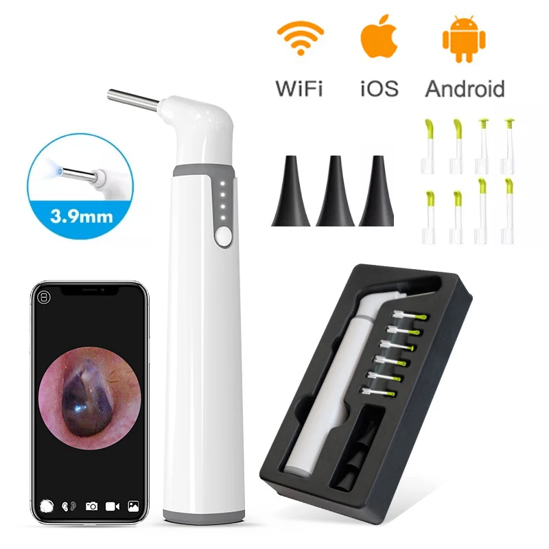 Wireless Otoscope Ear Endoscope Camera 3.9mm 720P HD WiFi Ear Scope ...