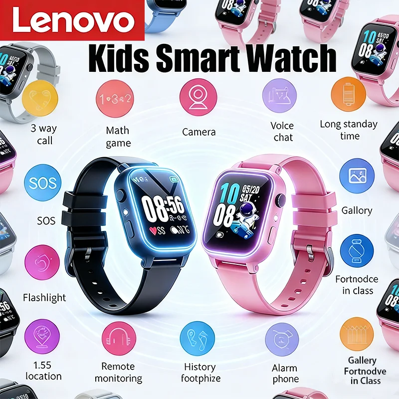 Lenovo Kids Sim Card Call Smart Watch SOS GPS Location Tracke Child ...