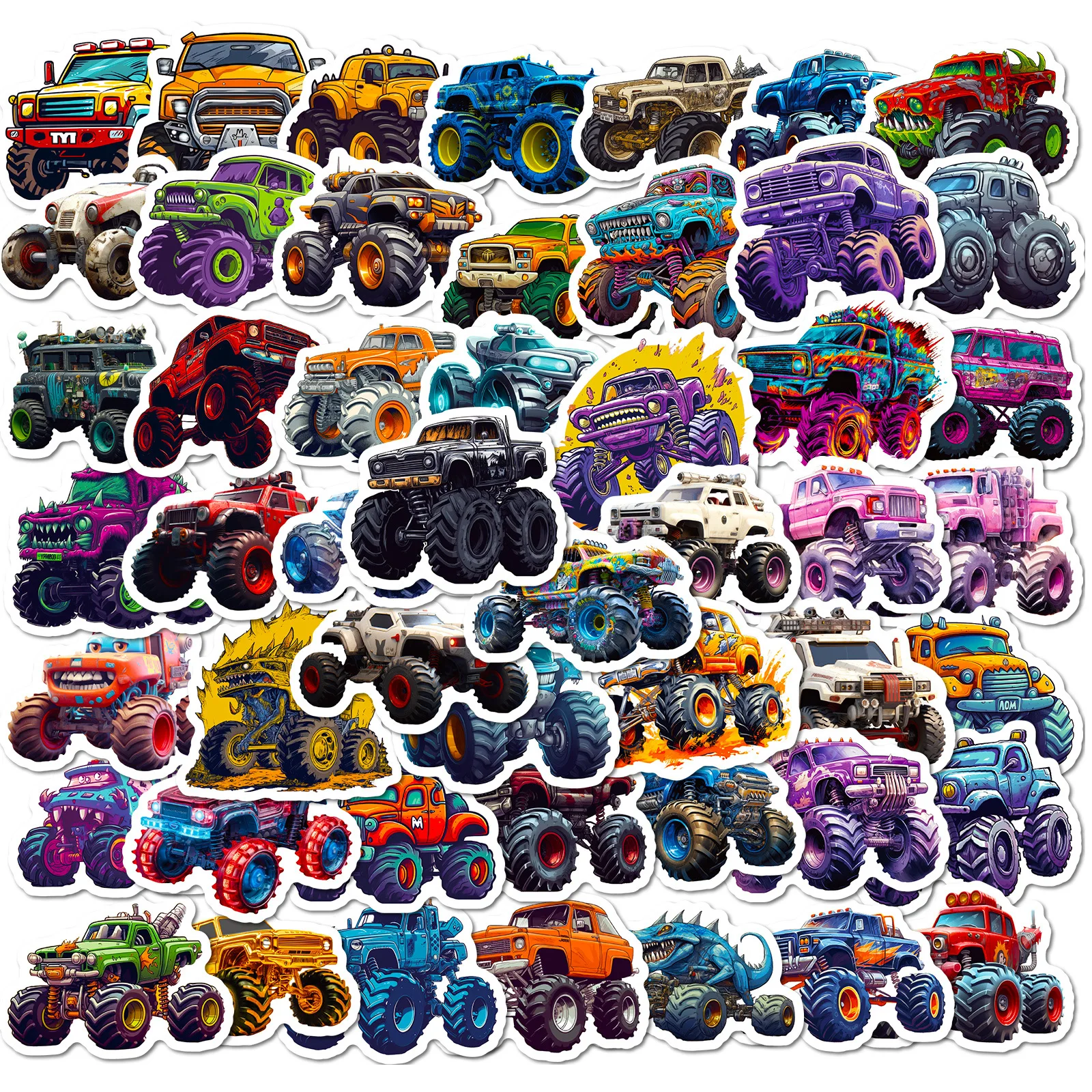 10-25-50pcs-Cartoon-Vehicle-Monster-Truck-Stickers-for-DIY-Scrapbook ...
