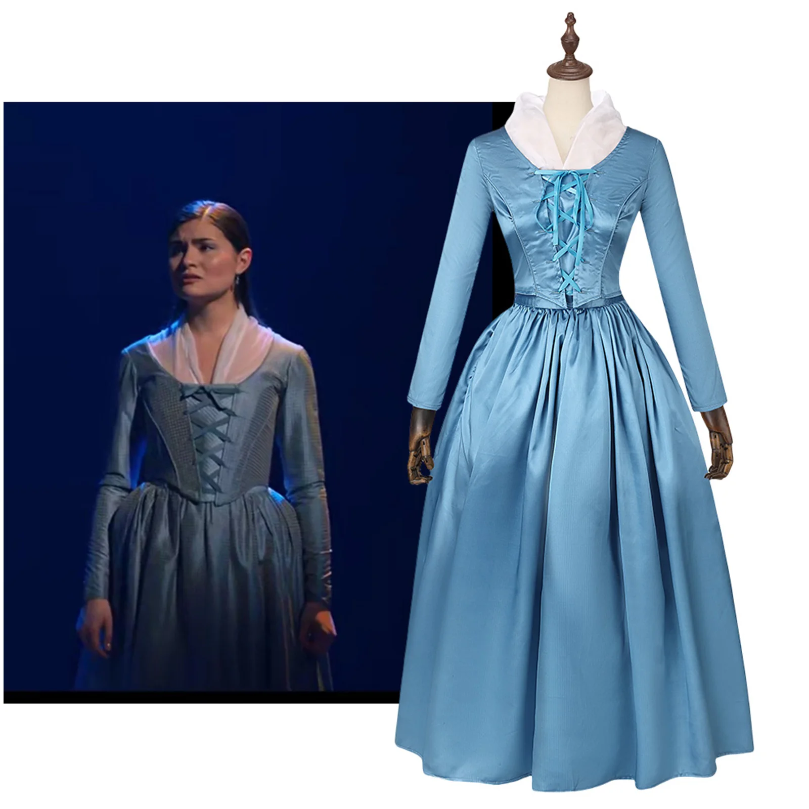 Hamilton Elizabeth Schuyler Cosplay Costume Musical Blue Lace Dress for ...