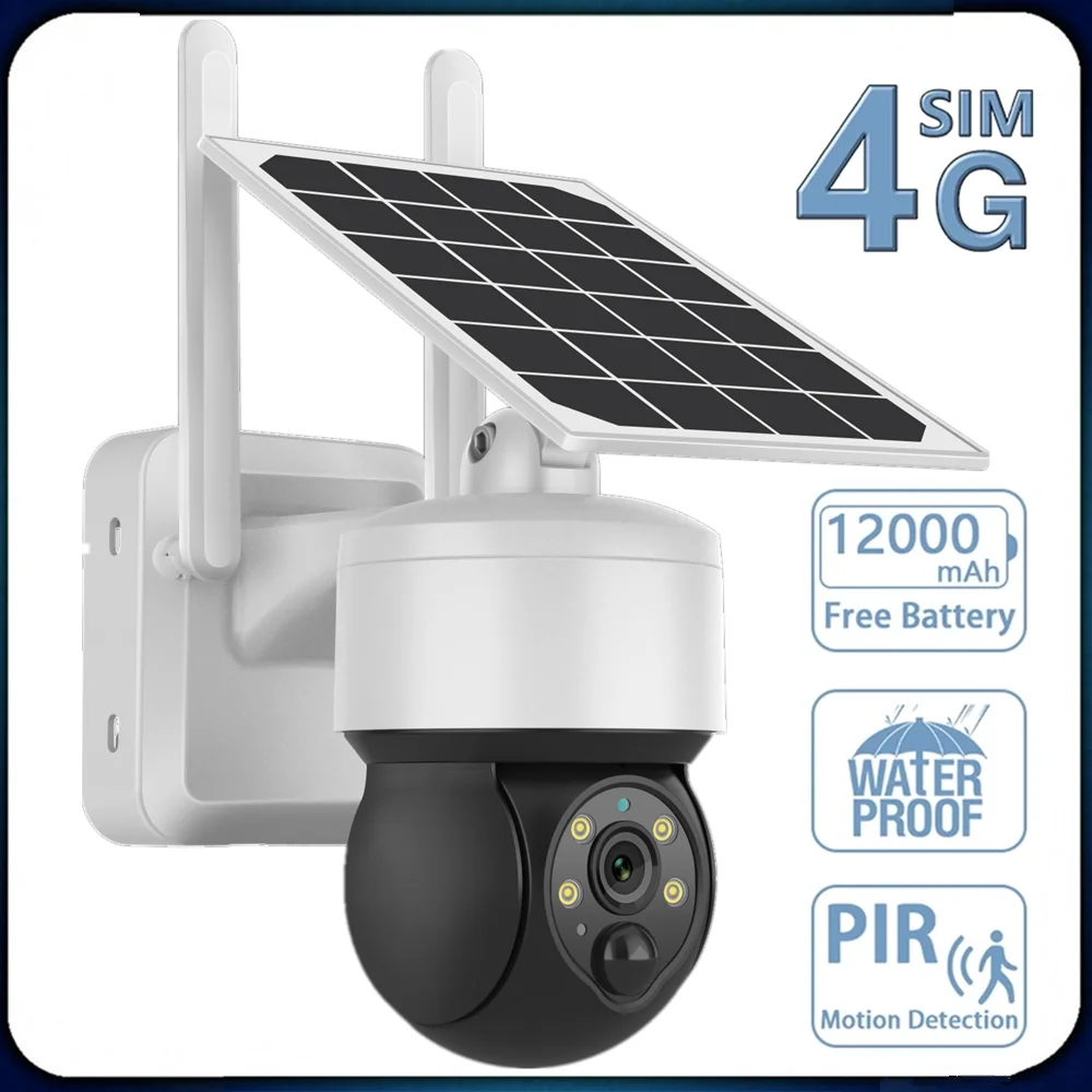 5MP Solar Wireless Security Camera Outdoor 4G SIM Solar Security ...