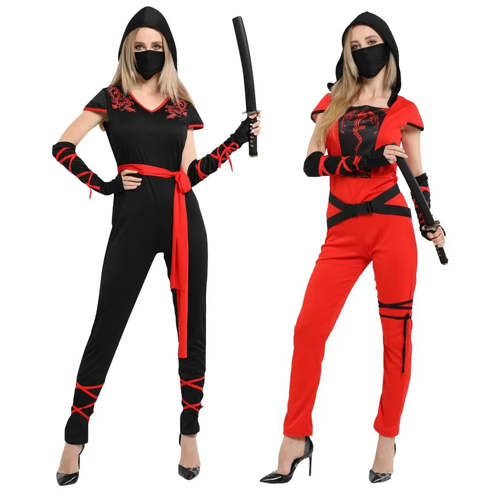 Carnival-Adult-Ninja-Costume-Men-Women-Costume-Black-Ninja-Red-Warrior ...