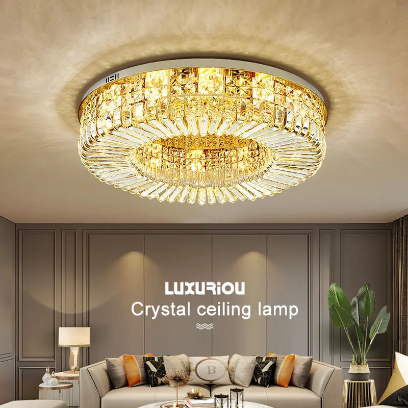 Modern-Golden-Ceiling-Light-Luxury-Crystal-Led-Luster-Ring-Light-Home ...