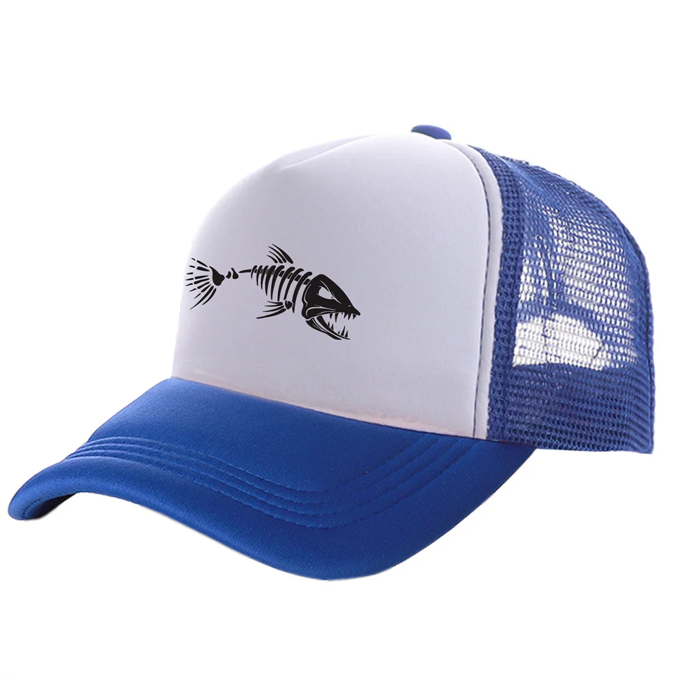 Fishbone Trucker Cap Men Fishing Skeleton Fish Bone Baseball Caps ...