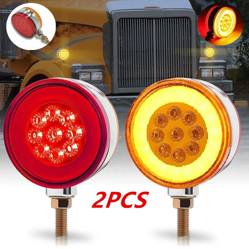 Upgraded-2PCS-Truck-LED-Side-Marker-Light-Amber-Red-Pedestal-Fender ...
