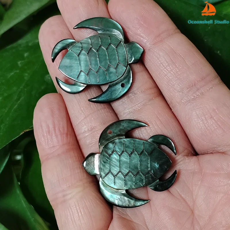 2-PC-Black-Mother-of-Pearl-Tortoise-Shape-Pack-for-Crafts-Mop-Seashell ...