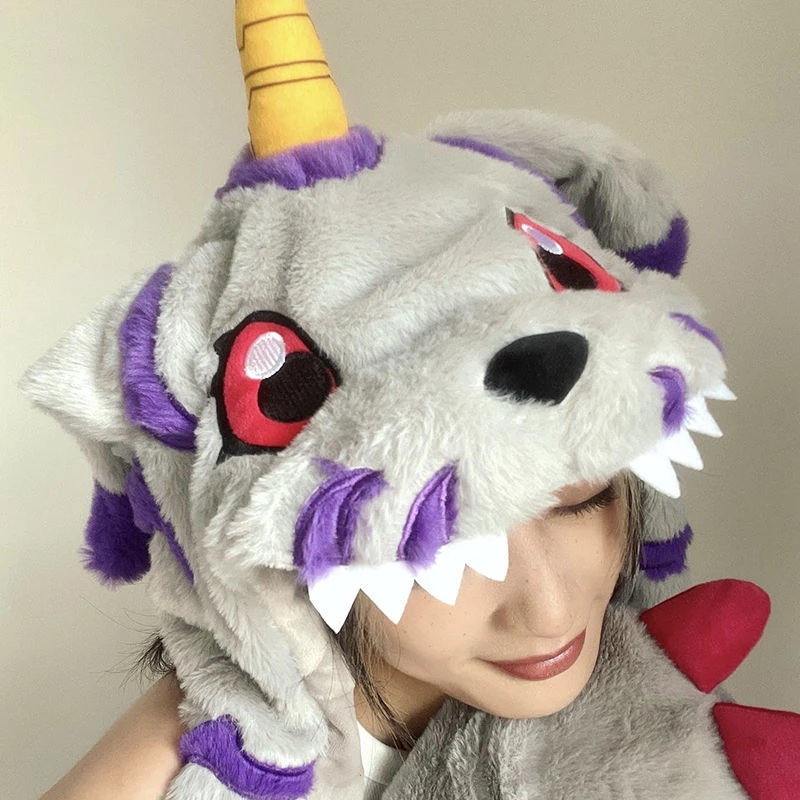 Anime Digimon Gabu Beast Yagu Beast Plush Hat Kawaii Scarf Gloves One ...