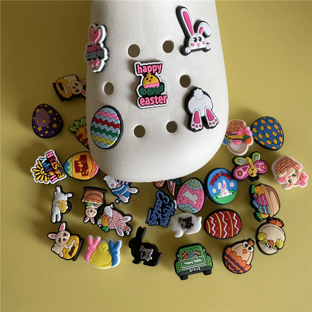 Happy Easter Rabbit Shoe Charms for Crocs PVC Shoe Accessories Cartoon ...