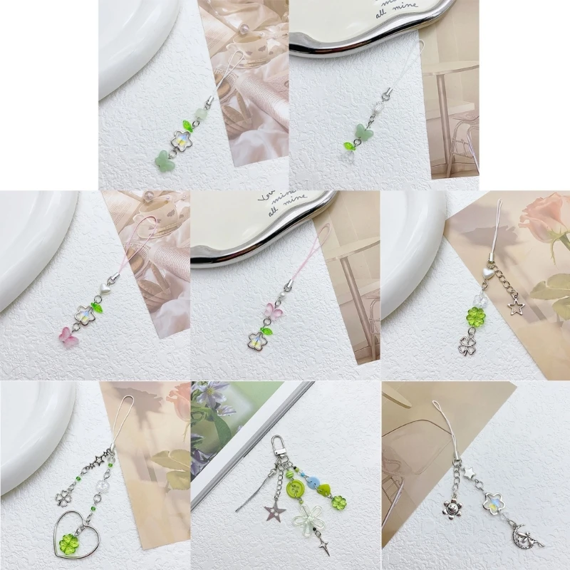 Butterfly-Phone-Lanyard-Four-Leaf-Clovers-Pendant-Keychain-Flower ...
