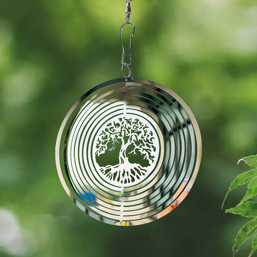 3D Metal Tree of Life Rotating Wind Chimes Streamer Effect Design Home ...