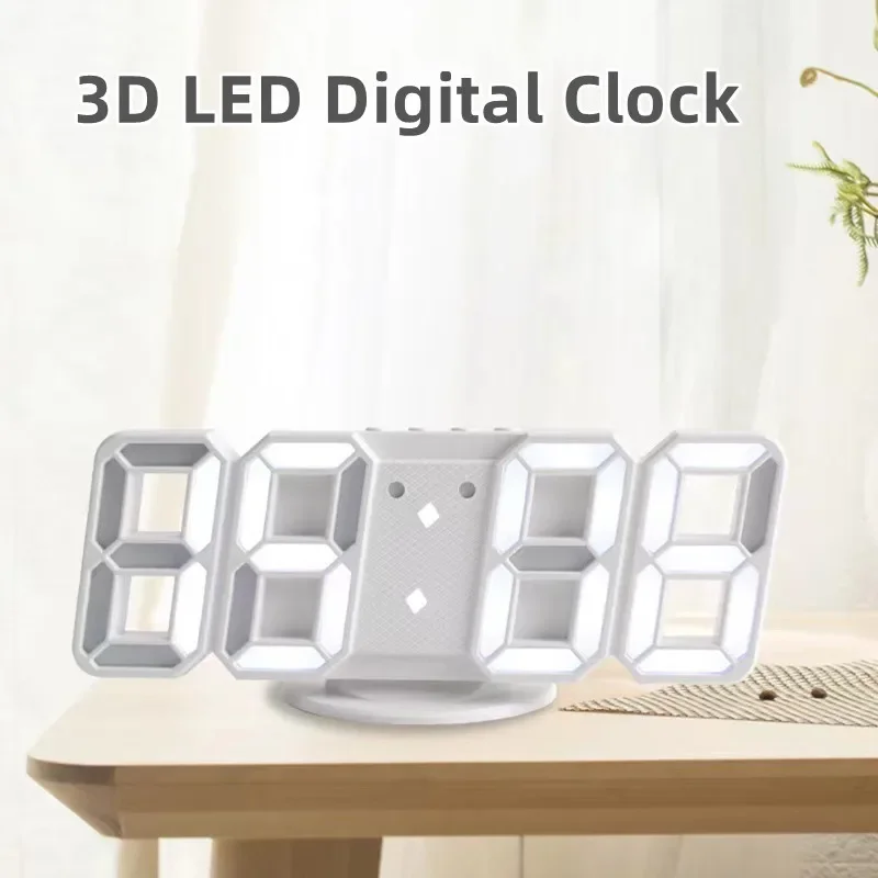 3D-LED-Digital-Clock-Wall-Deco-Glowing-Night-Mode-Adjustable-Electronic ...