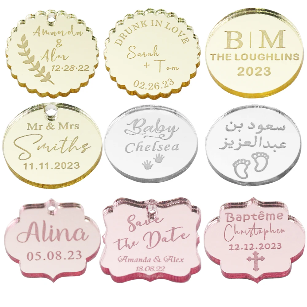 50pcs Personalized Mirror Tags Engraved Custom Gift Acrylic Tags ...