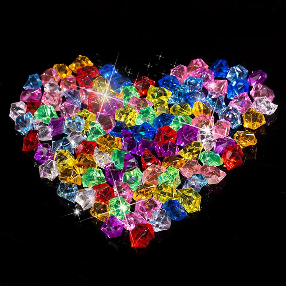 100PCS Plastic Gems Ice Grains Colorful Stones Children Jewels Acrylic ...