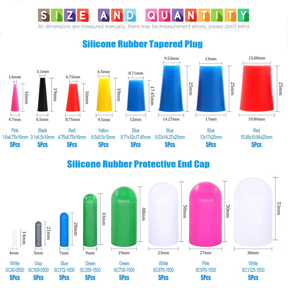 100Pcs-High-Temp-Masking-Plugs-Powder-Coating-Silicone-Cone-Plugs ...