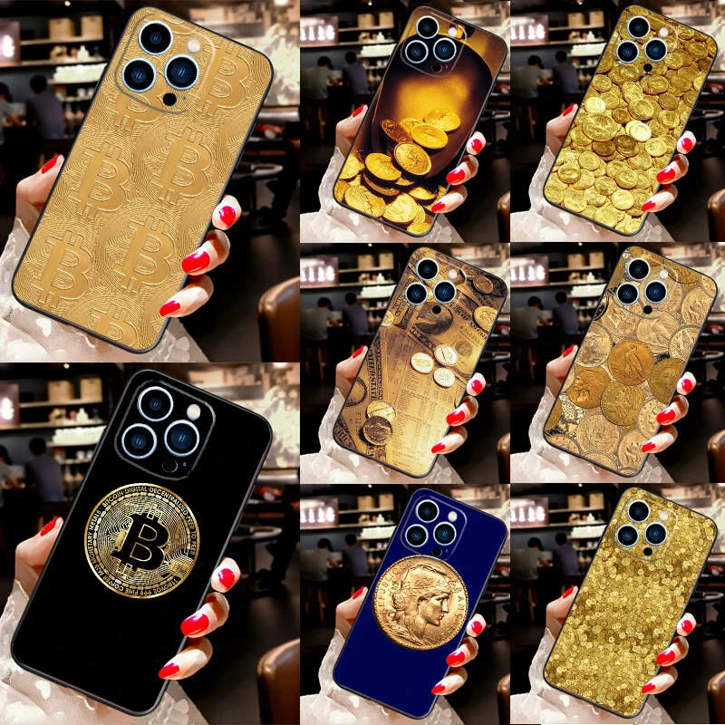 Money Dollars Coin Gold Bumper Phone Case For Iphone 11 14 Pro Max Xs ...