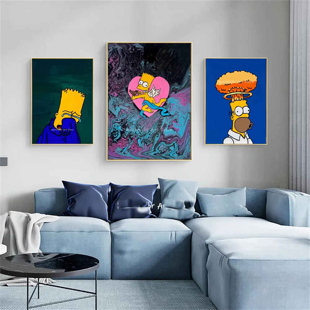 MINISO-Disney-Cartoon-Simpsons-Art-Poster-Figure-Wall-Art-Canvas-Print ...