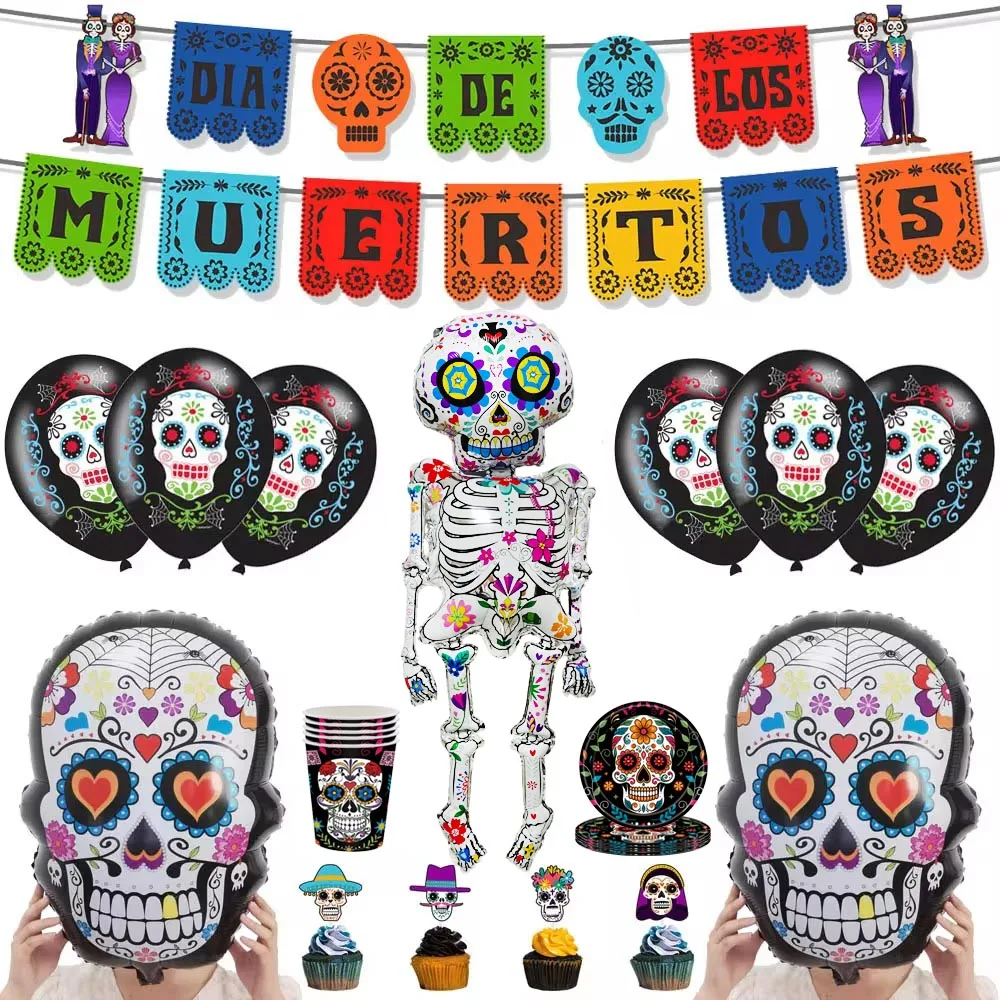 Day-of-the-Dead-Decorations-Dia-De-Los-Muertos-Banner-Sugar-Skull ...