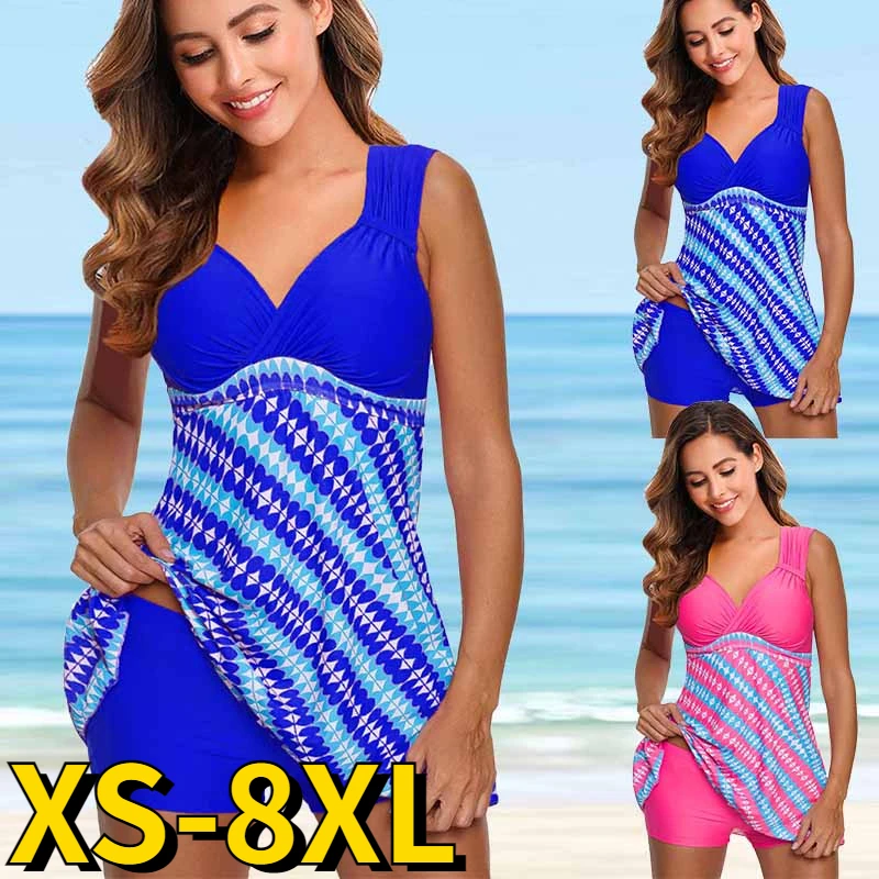 2023 חדש עיצוב הדפסה לנשים סקסי Tankini נשים הקיץ שני חלקים סט בגד ים נשי רופף גודל ביקיני בגדי ים