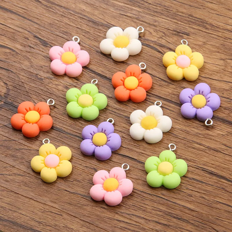 10Pcs-Lot-21-25mm-Colorful-Acrylic-Cute-Flower-Shape-Loose-Charm ...