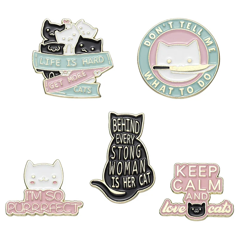 Keep-Calm-and-Love-Cats-Enamel-Pins-Kitty-Pet-Animal-Caring-Brooch ...