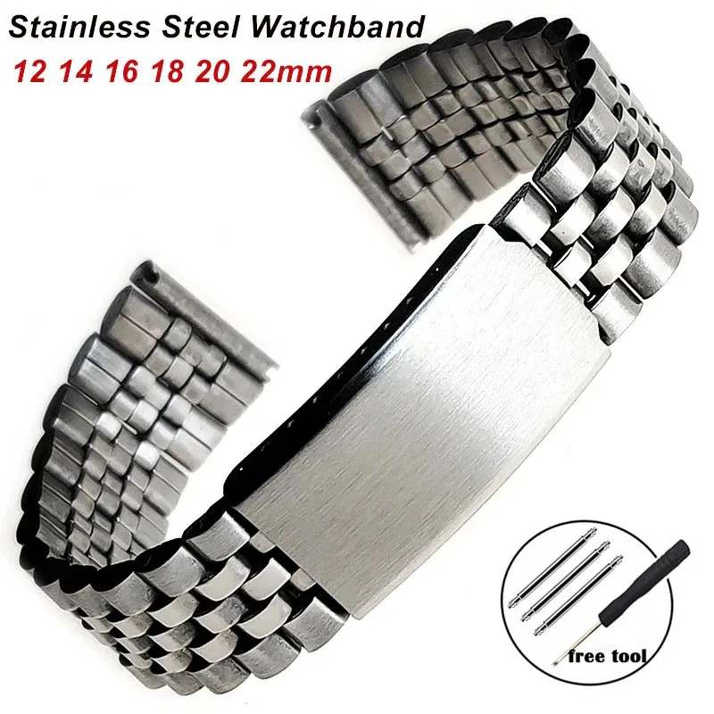12mm 14mm 16mm 18mm 20mm 22mm Stainless Steel Watch Bands Metal Strap ...