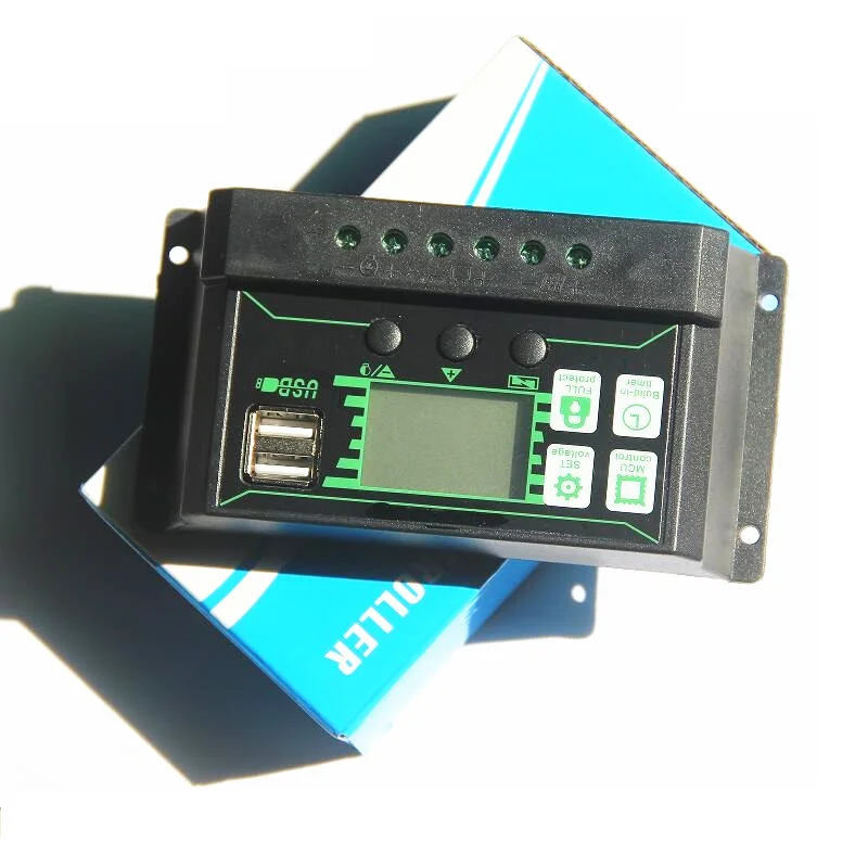 10A-100A PWM solar controller dual USB PV Black Controller