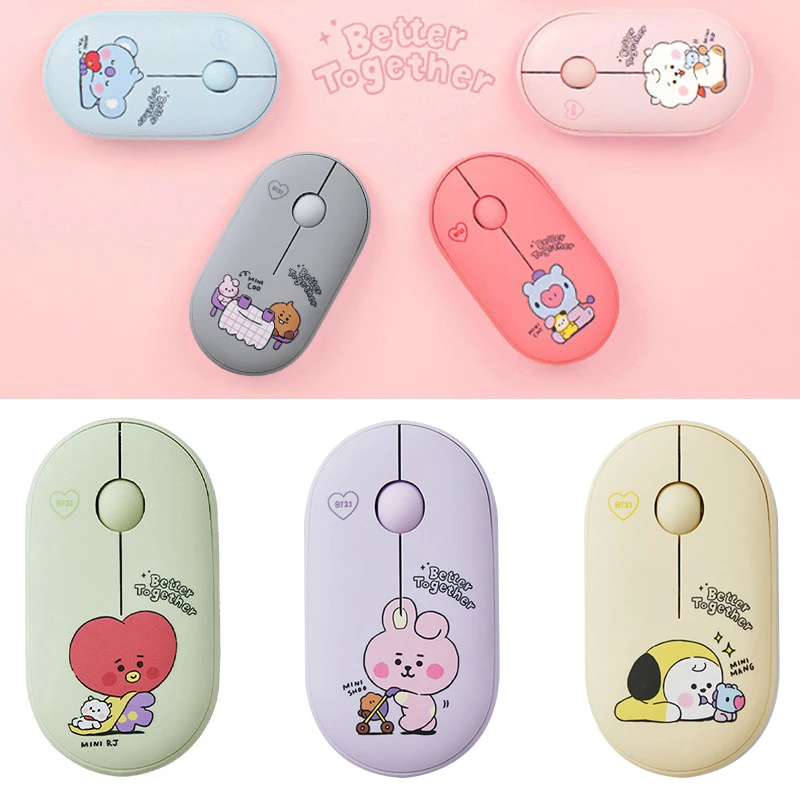 Line Friends ratón inalámbrico Bt21 Bts Kawaii Usb, Bluetooth ...