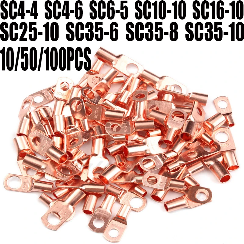 10/50/100pcs Copper Lug Ring Wire Connectors Bare Cable Electric Crimp ...