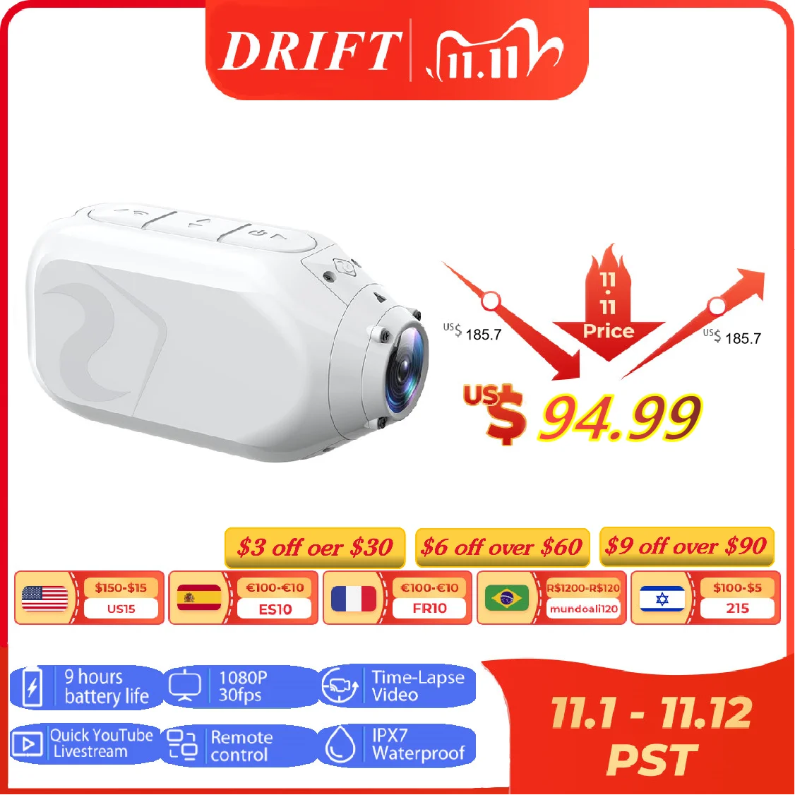 Drift Ghost Xl Snow Edition Action Camera 1080p Hd Wifi Live Streaming ...