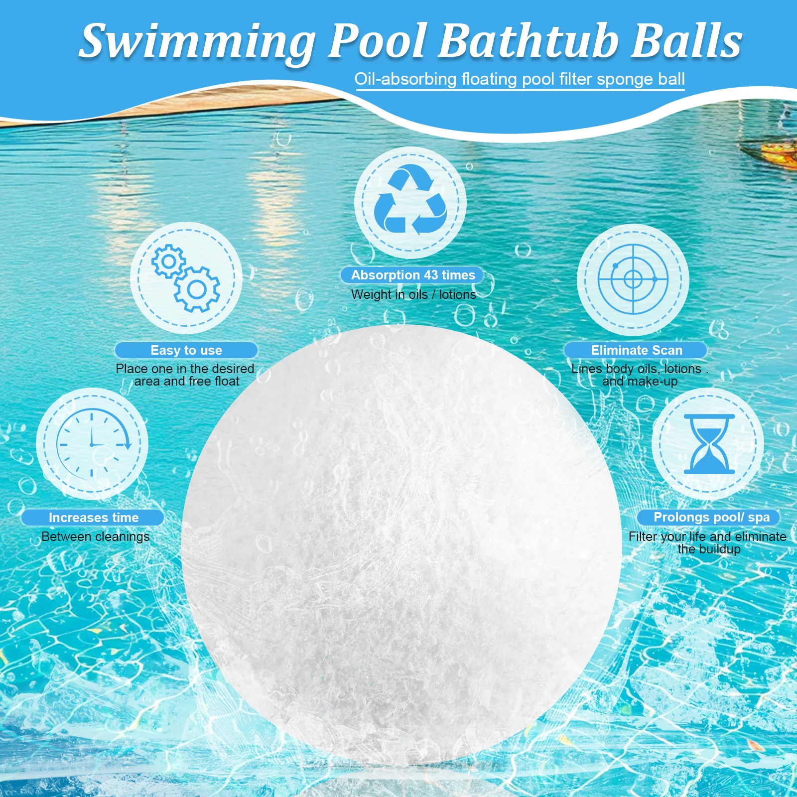 4Pcs Scum Eliminating Ball Oil Absorbing Sponge Reusable Floating Ball ...