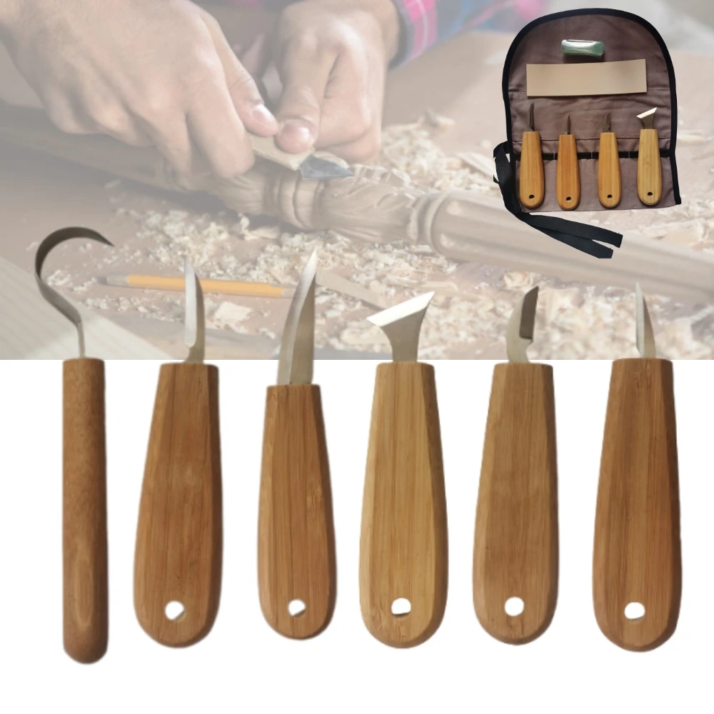 6/7PCS Set Bamboo Wood Carving Knife Steel Bending Scraping Carving ...