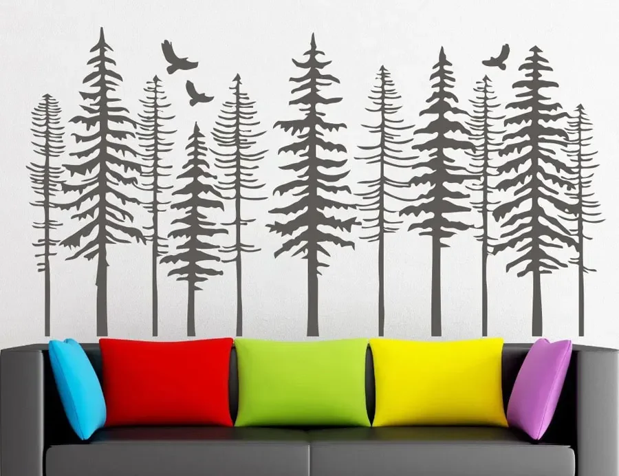 Large-Pine-Tree-Forest-Wall-Decals-Tree-Wall-Decals-Modern-Nature-Decor ...