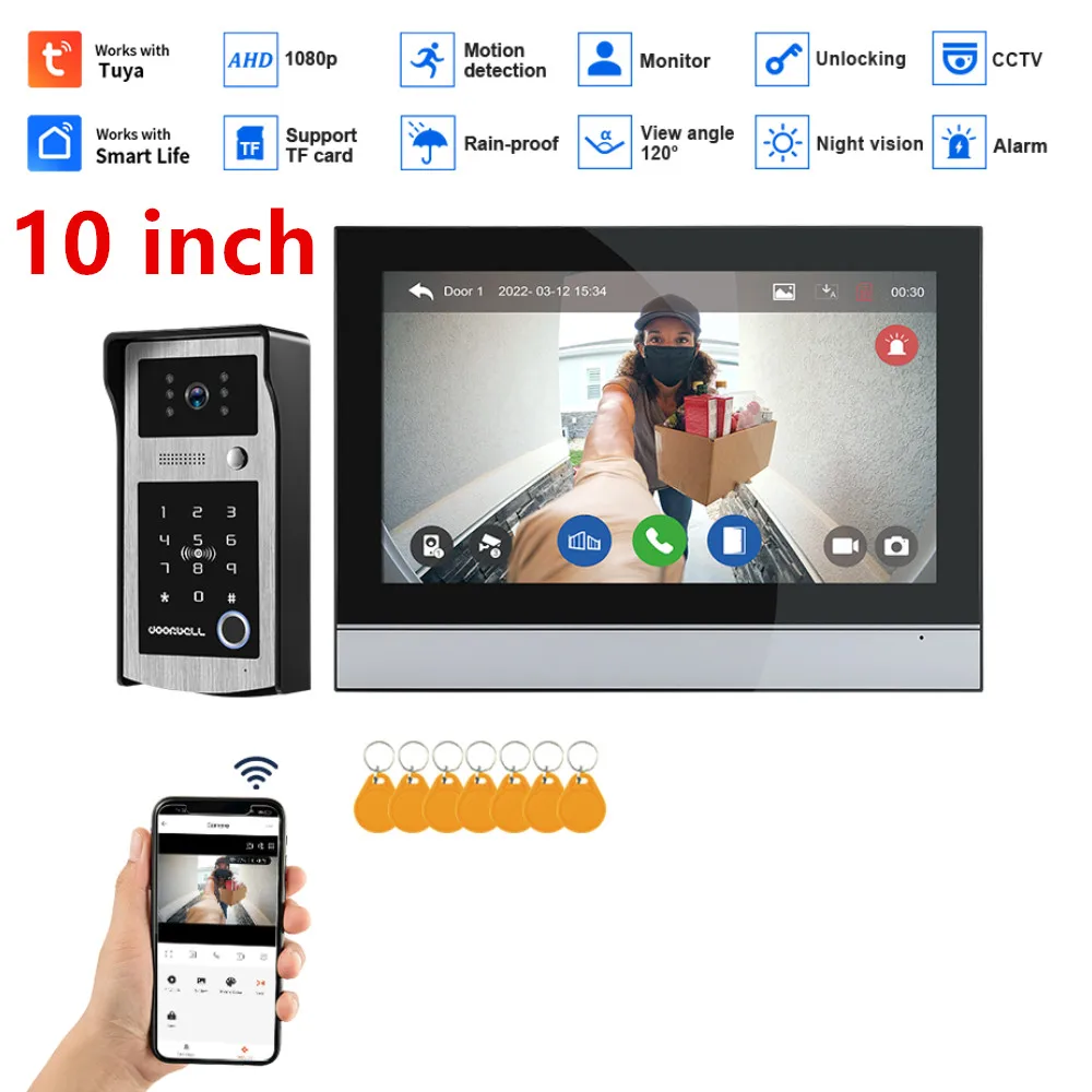 10-Inch-Tuya-App-1080P-Wifi-Smart-Video-DoorPhone-Intercom-System-with ...