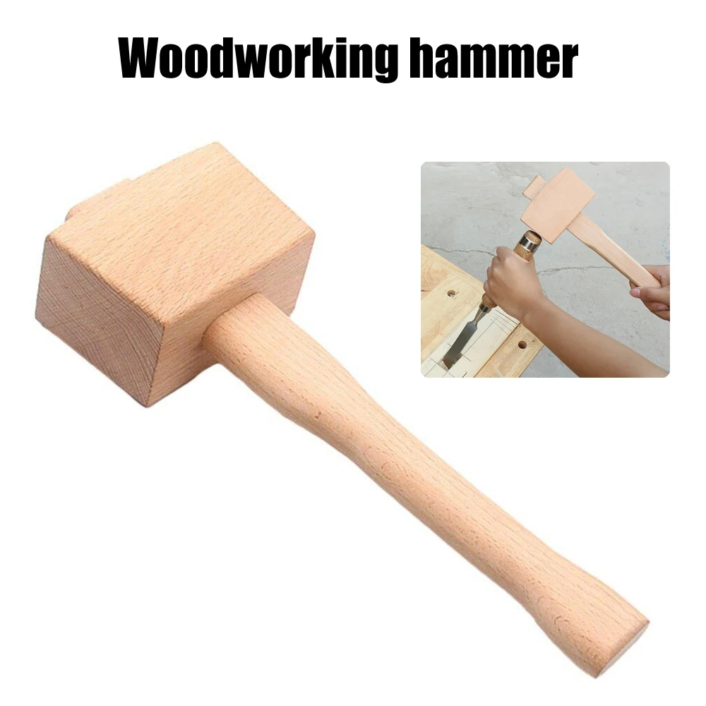 DIY-Leather-Beech-Solid-Woodworking-Mallet-Carpenter-Woodworking-Hammer ...
