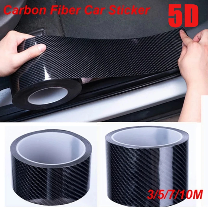 5d Carbon Fiber Sticker 3/5/7/10m Self-adhesive Strip Door Sill Bumper ...