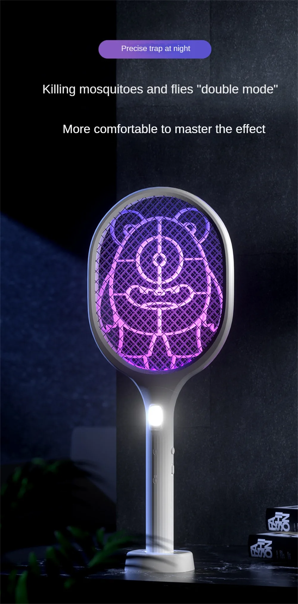 Raquette anti-moustiques électrique,aste,batterie au lithium super ...