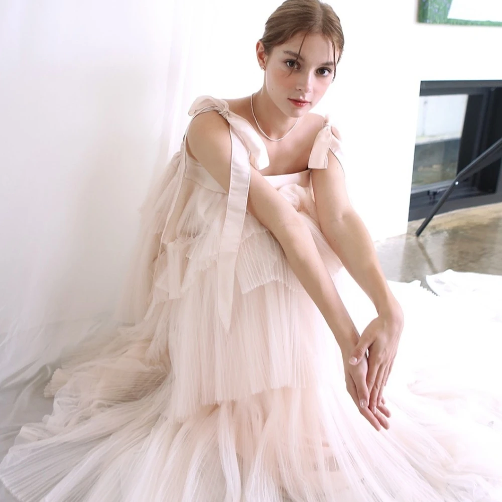 SONDR-Regular-Straps-Tiered-Evening-Dress-A-Line-Ivory-Custom-Made ...