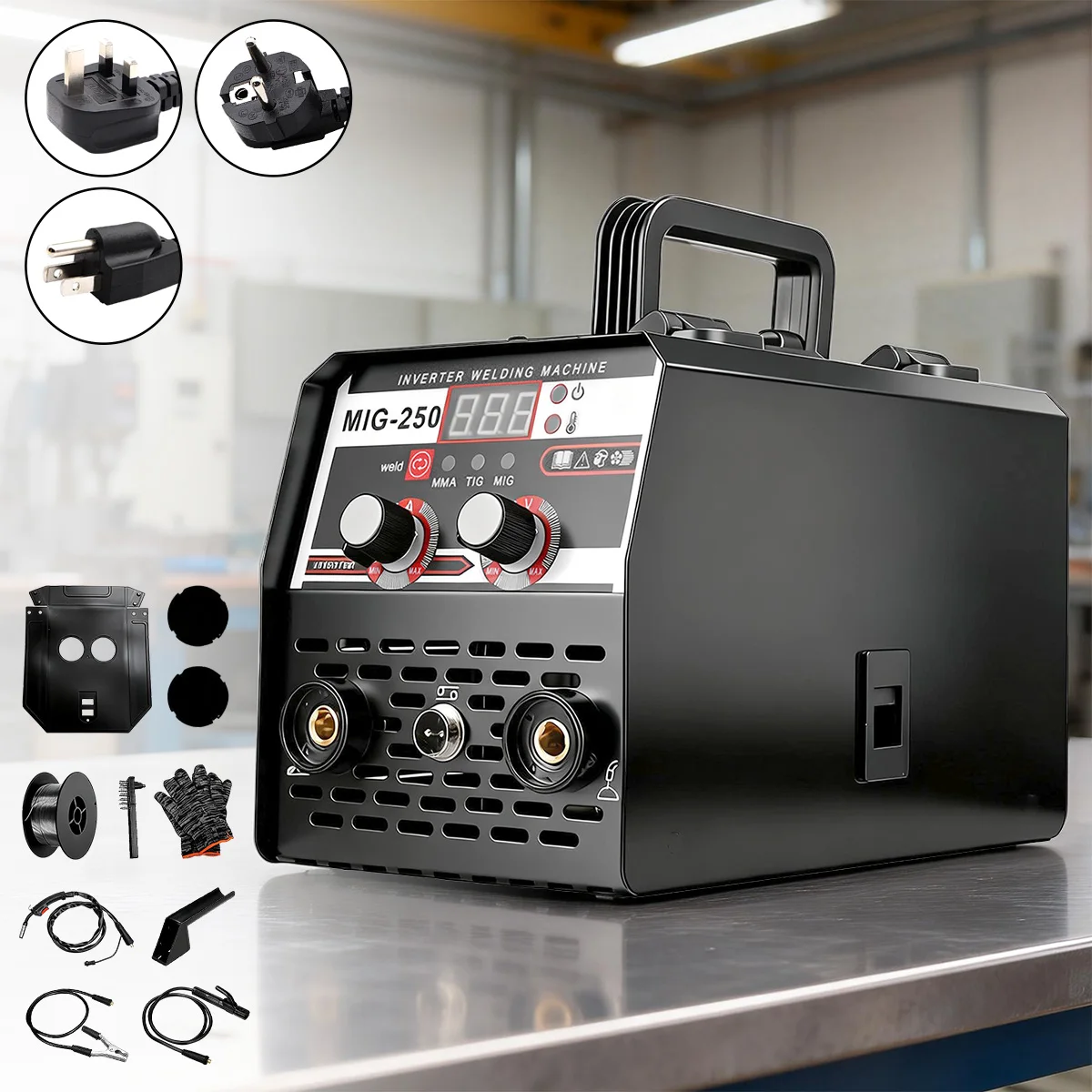 3 IN 1 LED MIG Welder Machine Gasless 200A 220V Inverter MIG TIG ...